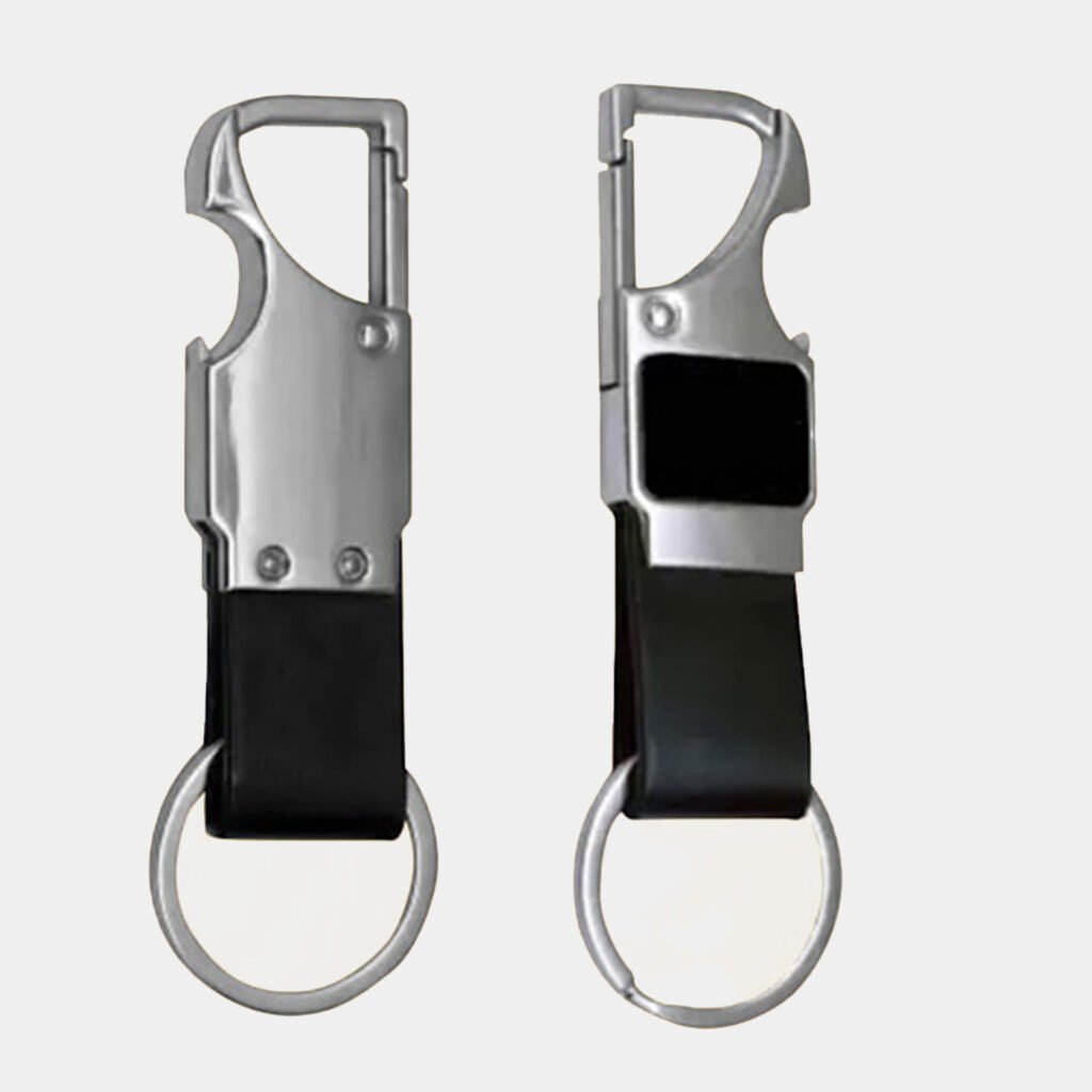Stylish Black Leather Key Chain & Pen Gift Set